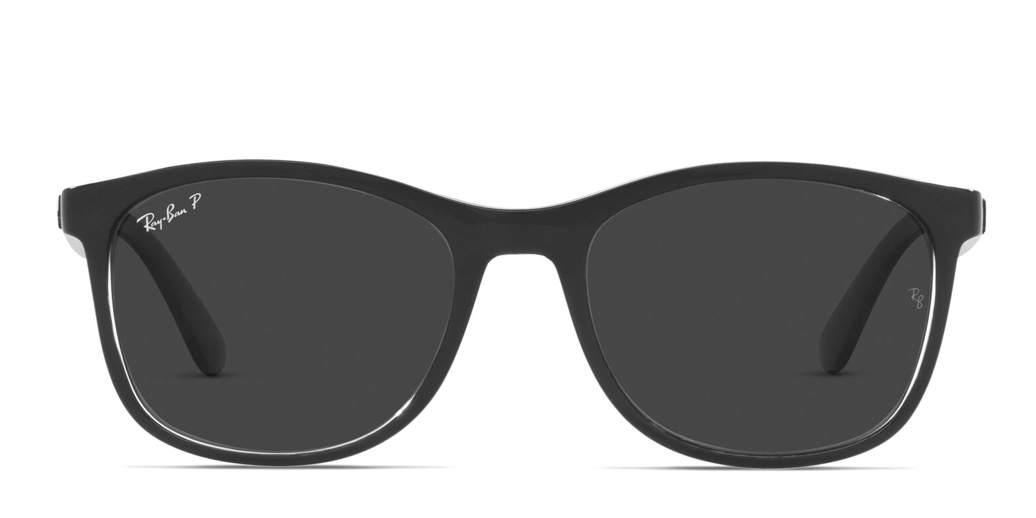 Ray-Ban RB4374 black, clear frame with polarized black lenses. Lenses ...
